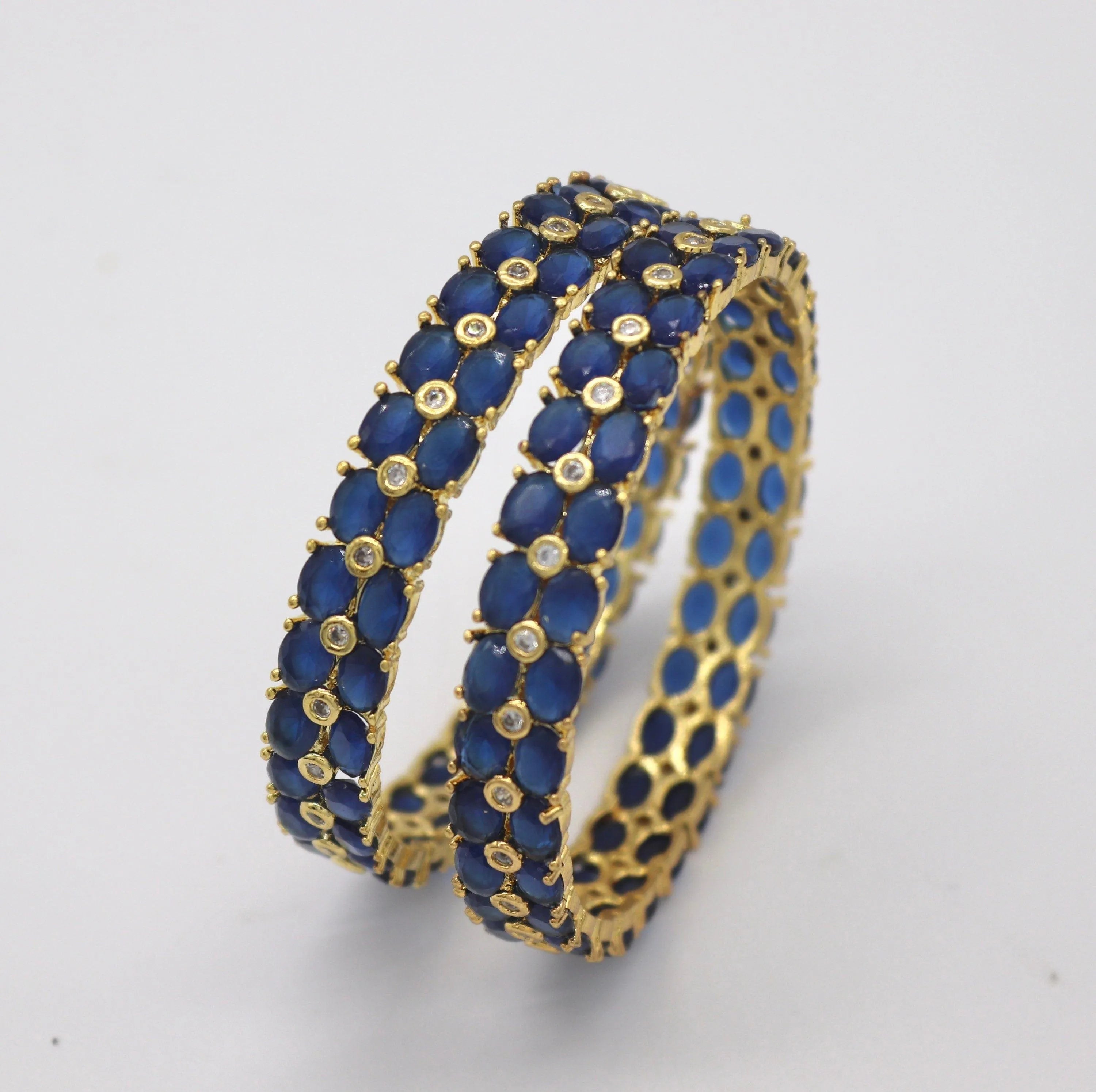 Sapphire Blue Gold Bangles – MyRivaaz
